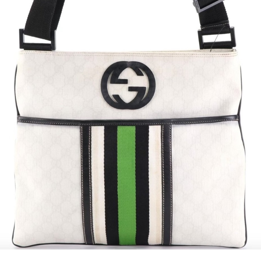 Gucci Gg White Messenger Bag Authentic - Gem